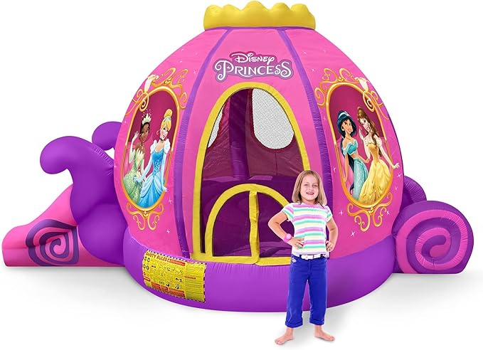 Amazon.com: Funormous Disney Princess Carriage Inflatable Pink Bounce ...