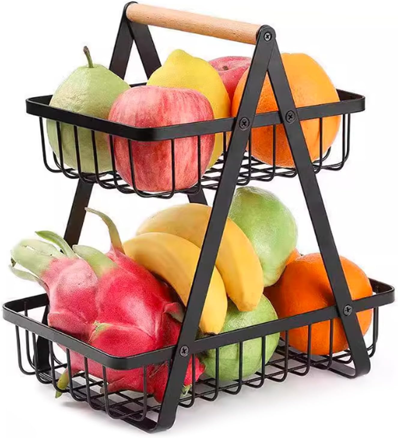 Amazon.com: 2 Tier Countertop Fruit Basket,Detachable Metal Rectangle ...