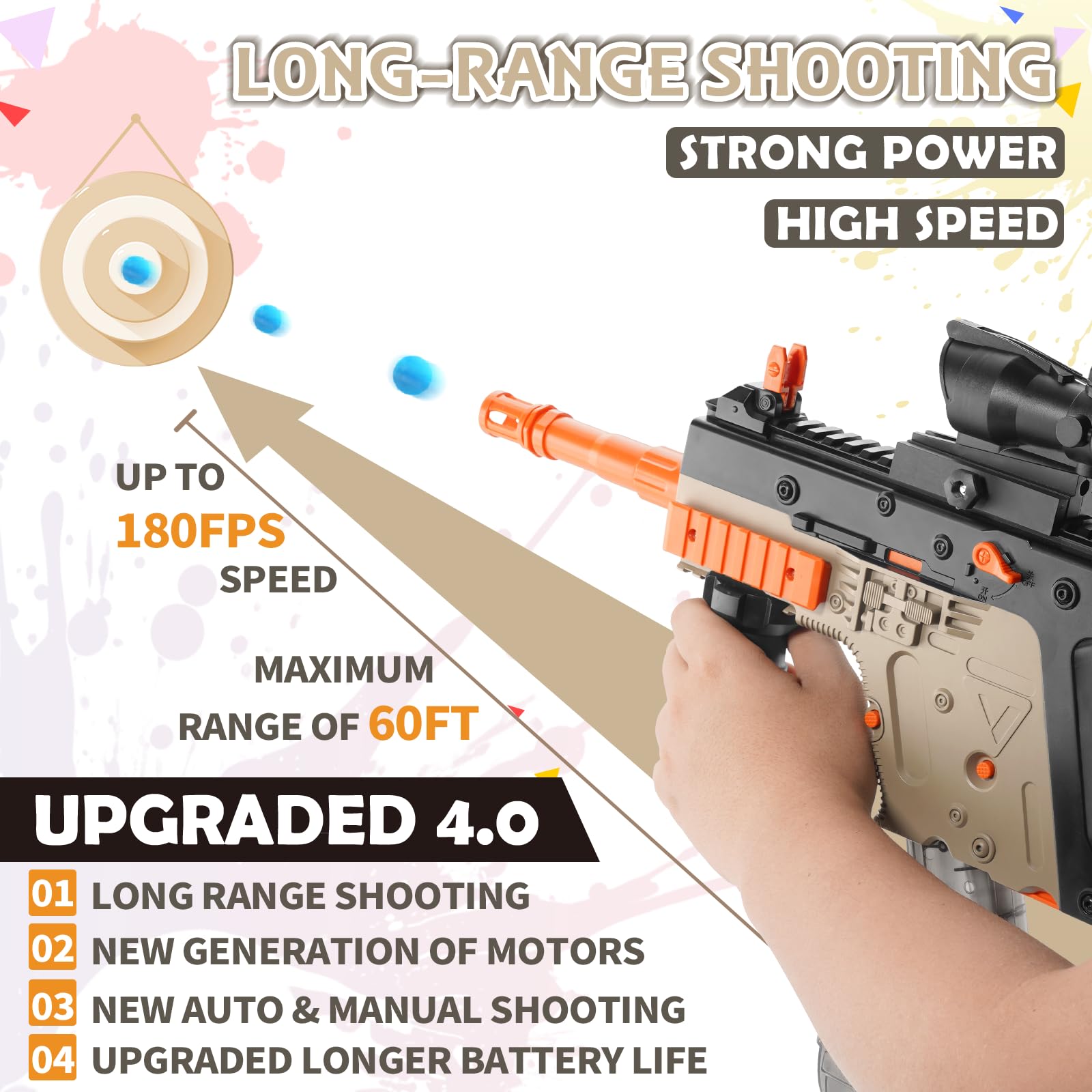 VELIYAKA Electric Gel Ball Blaster Toys, Automatic Splatter Ball ...