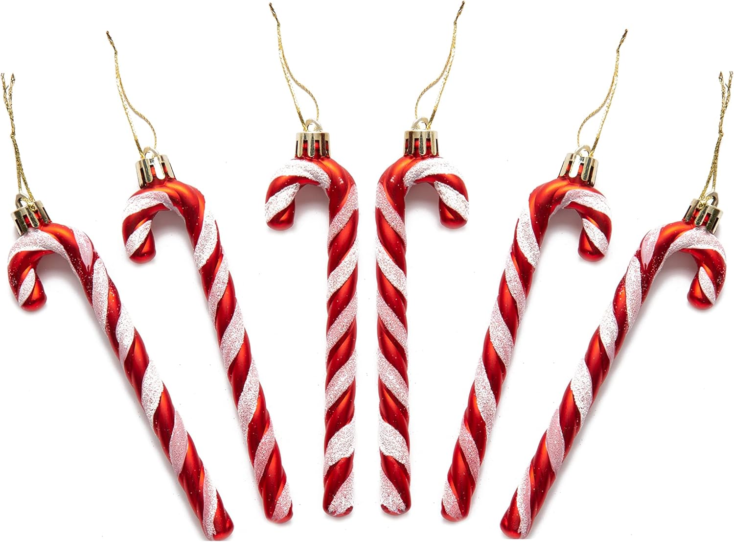 Pack of 6-13CM Glitter Candy Cane –Christmas Tree Hanging Decoration ...