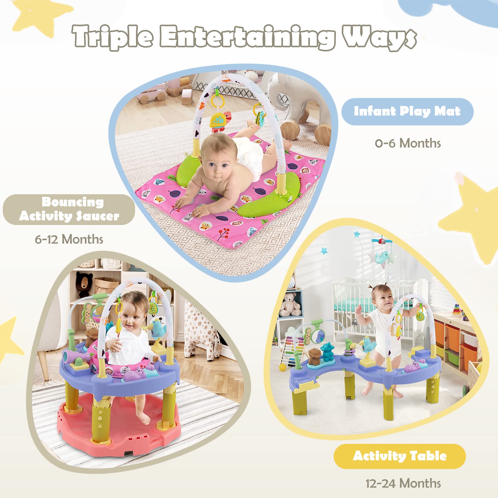 Snapklik.com : HONEY JOY Baby Bouncer Activity Center, 3-Stage Bouncing ...