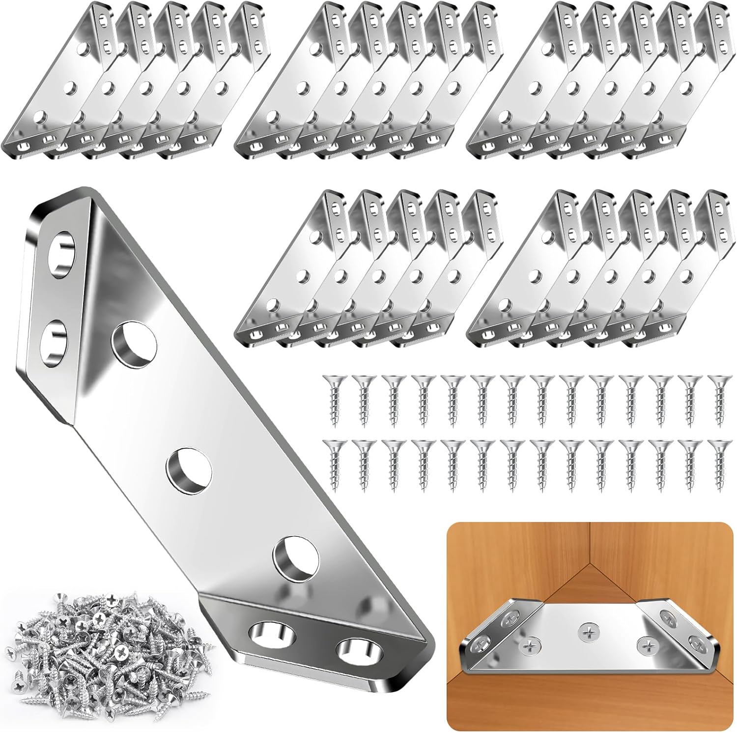 Amazon.com: MAPVOLUT 25PCS Universal Stainless Steel Corner Brackets ...