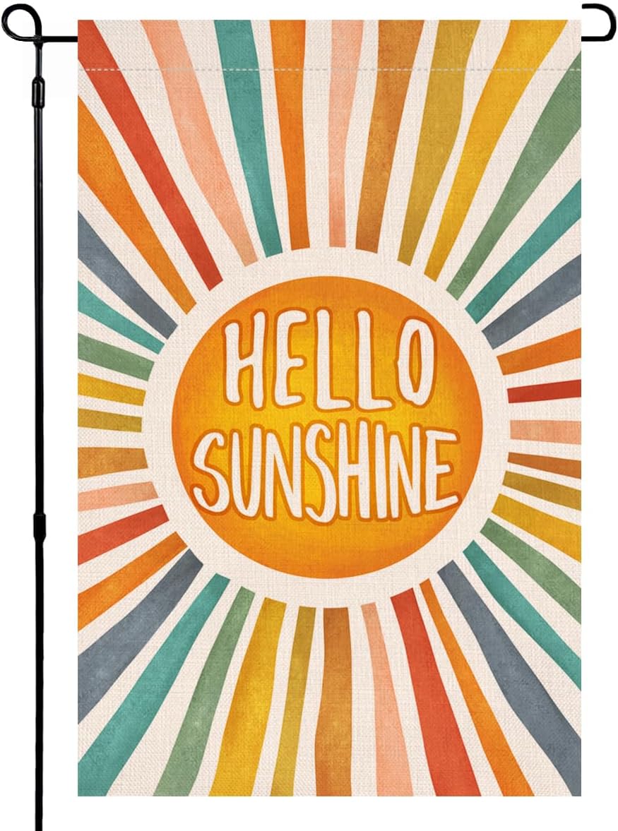 Amazon.com : BLKWHT Hello Sunshine Summer Garden Flag 12x18 Vertical ...