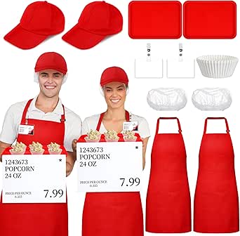 Amazon.com: Yearntown 34 Pcs Halloween Supermarket Employee Costume for ...