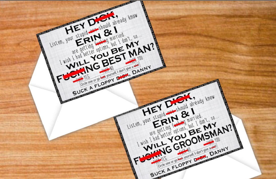 Amazon.com: SET OF 4 Hey D*ck Vulgar Cursing Cards Groomsman Gift Be My ...