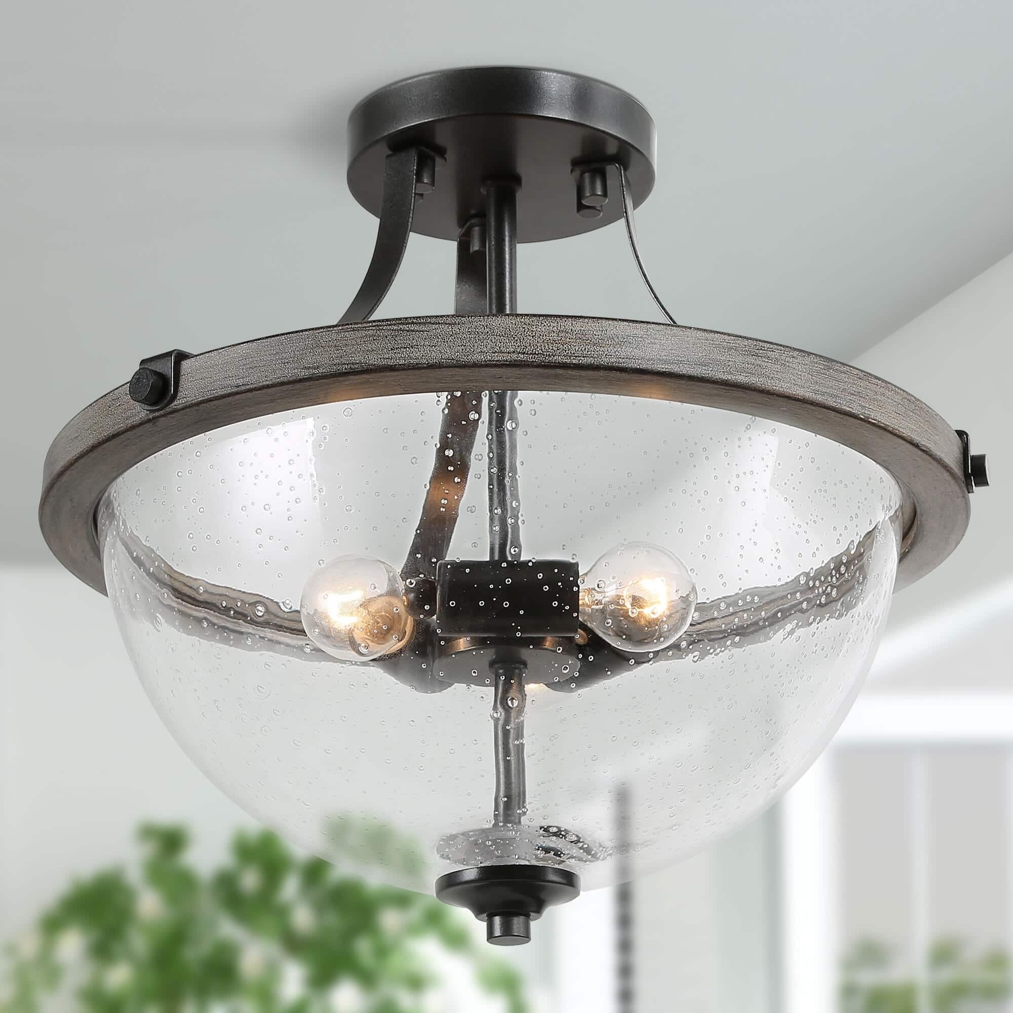 Semi Flush Mount Ceiling Light Fixture, 3-Light Modern Farmhouse Close ...