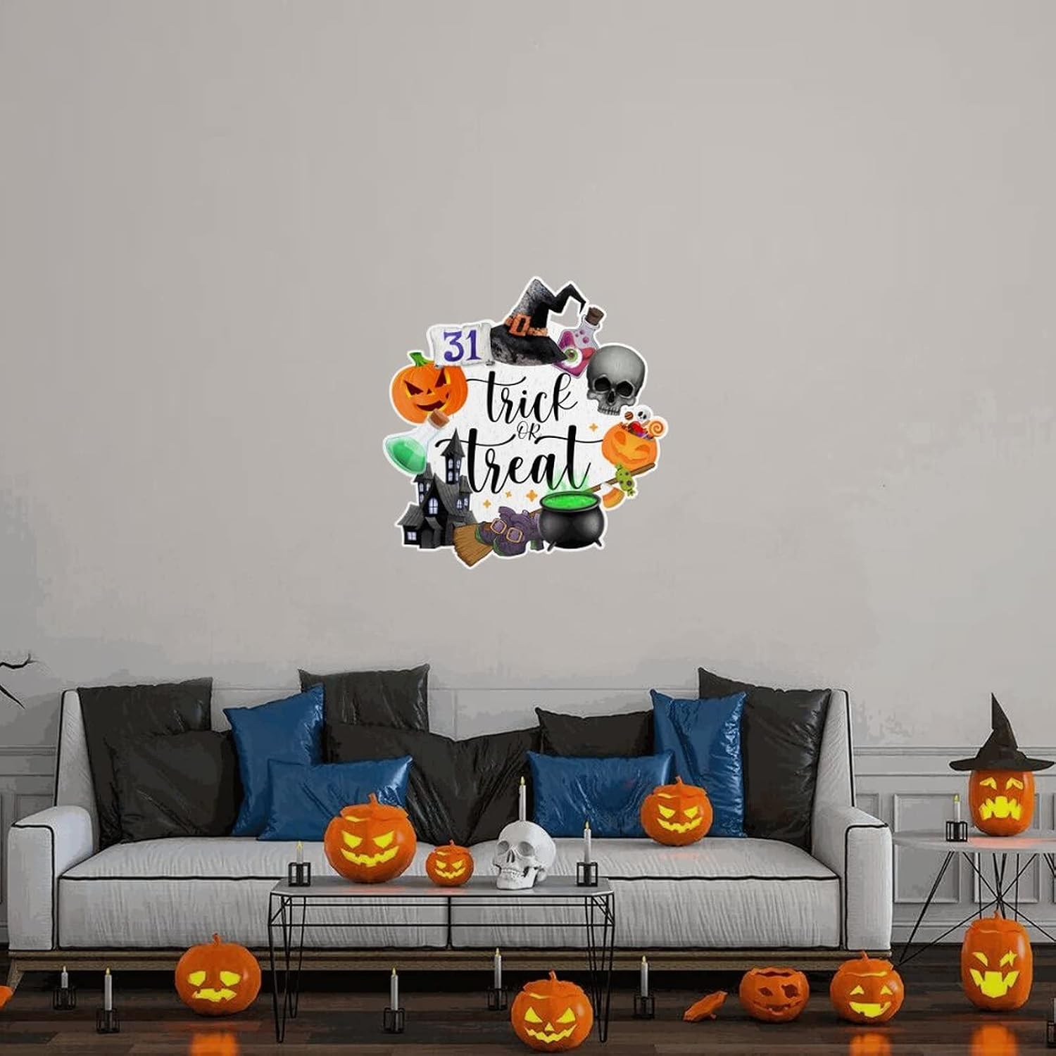 Amazon.com: Trick Or Treat Wall Stickers Haunted House Wall Decals PVC ...