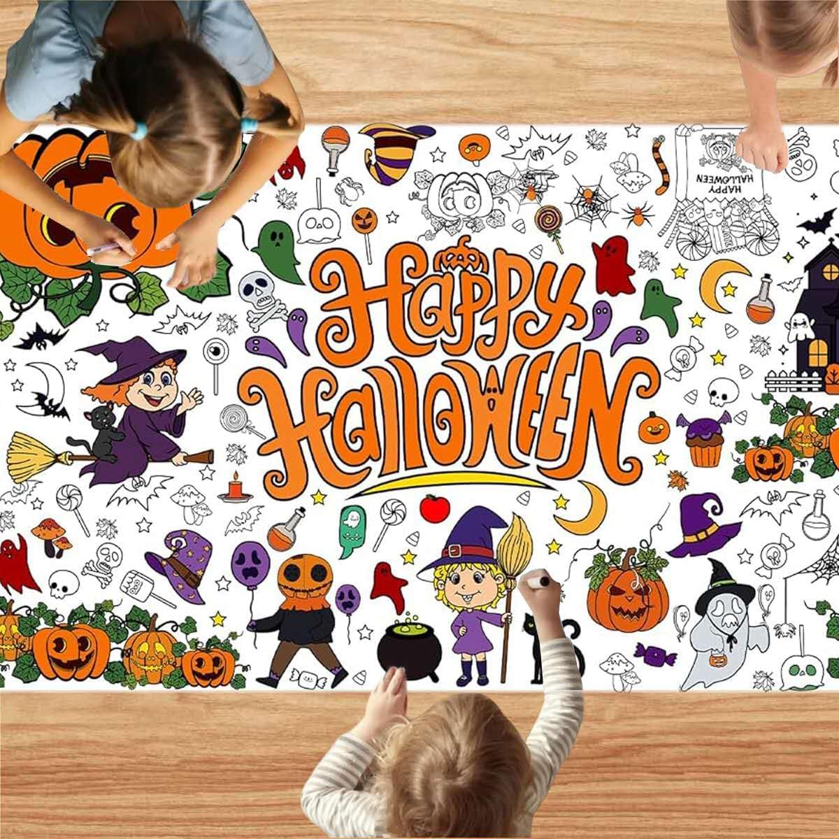 Amazon.com: Giant Halloween Party Coloring Poster, 30 x 72 Inches Jumbo ...