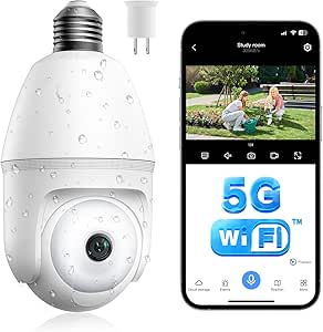 2.4/5GHz Light Bulb Security Camera Outdoor Waterproof,Light Socket ...