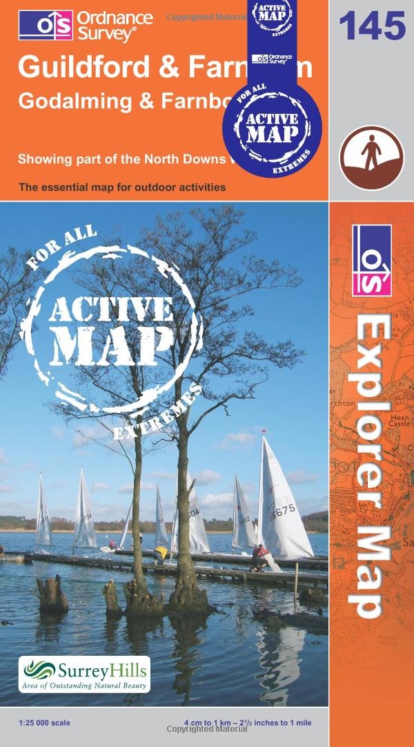 Guildford and Farnham: No. 145 (OS Explorer Map Active): Amazon.co.uk ...