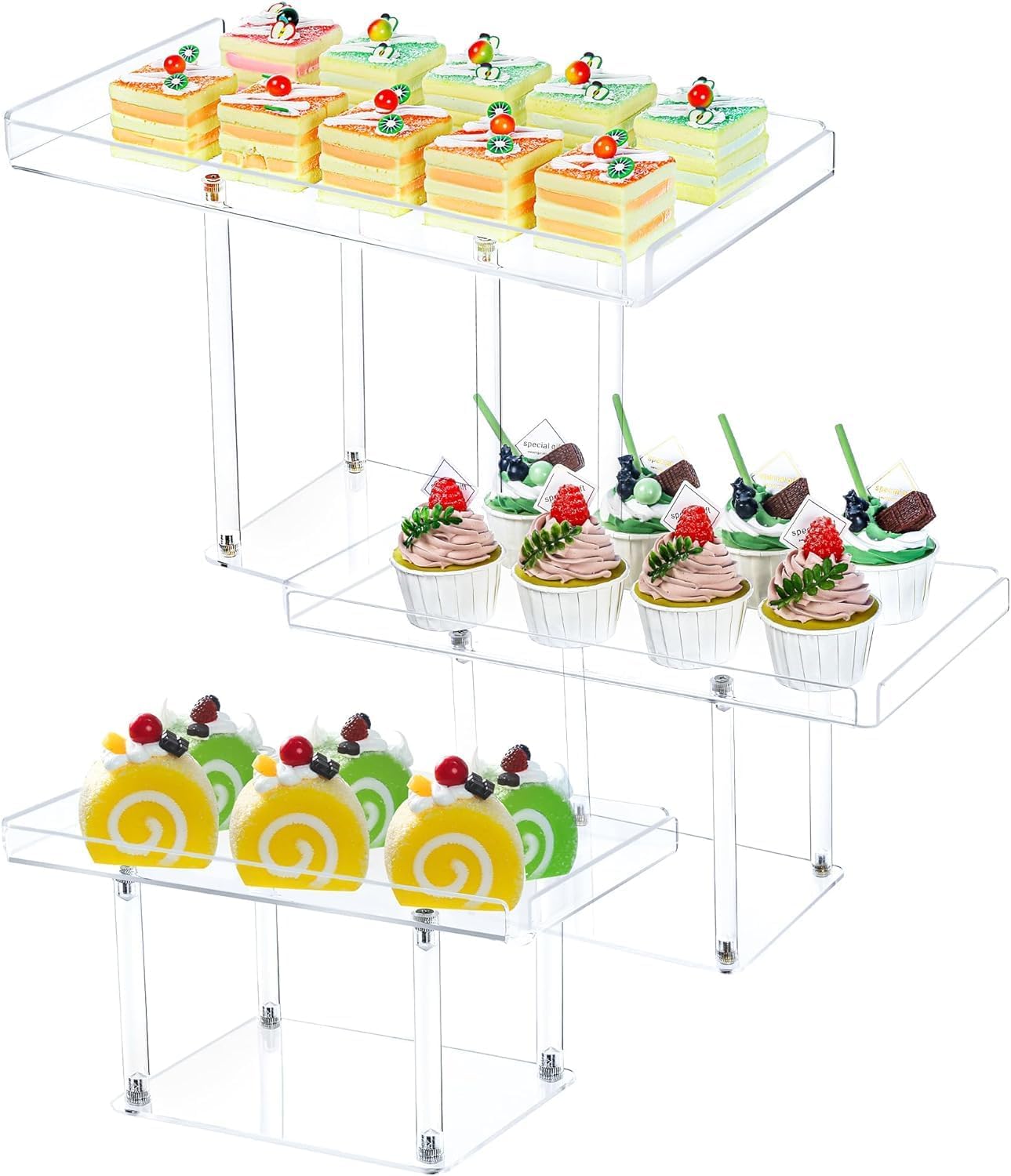 Amazon.com: 3 Pack Dessert Table Display Set + 4 Tier Cupcake Stand ...
