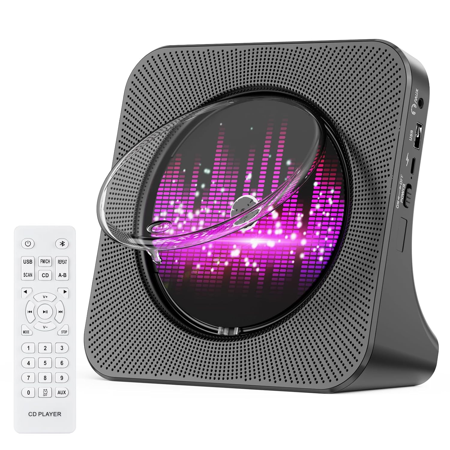 Qoosea CD Player Bluetooth Desktop CD Player with Speakers Portable CD ...