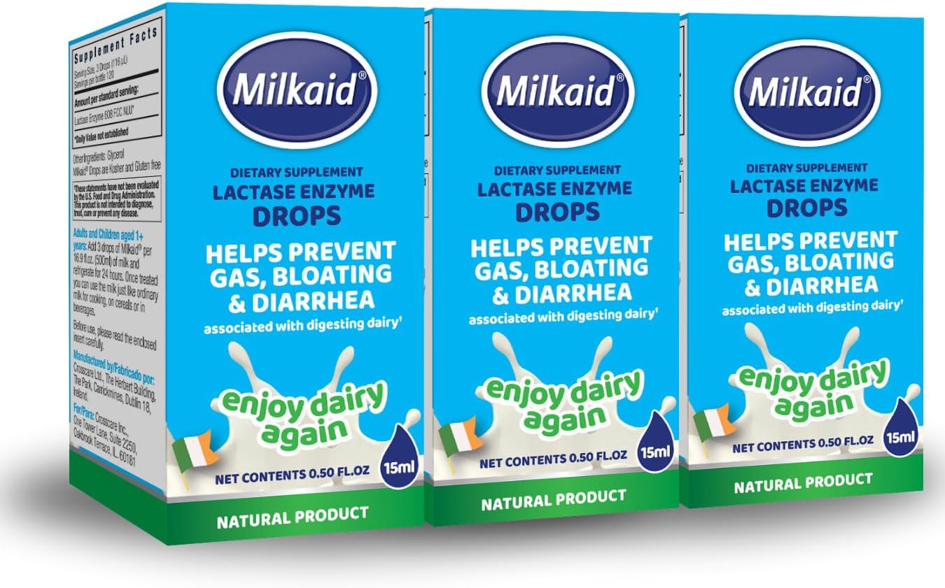 Amazon.com: Milkaid Lactase Enzyme Drops for Lactose Intolerance ...