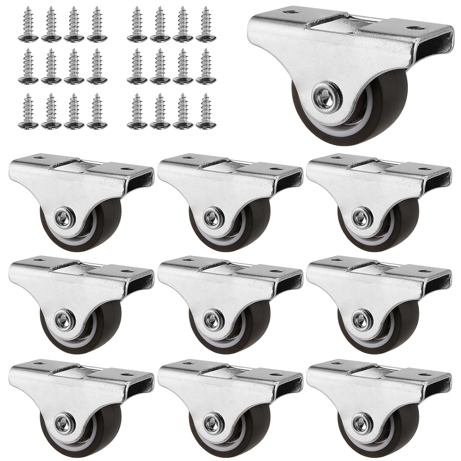 SEUNMUK 10 Pack 25mm Heavy Duty Caster Wheels - 1 Inch Silent Furniture ...