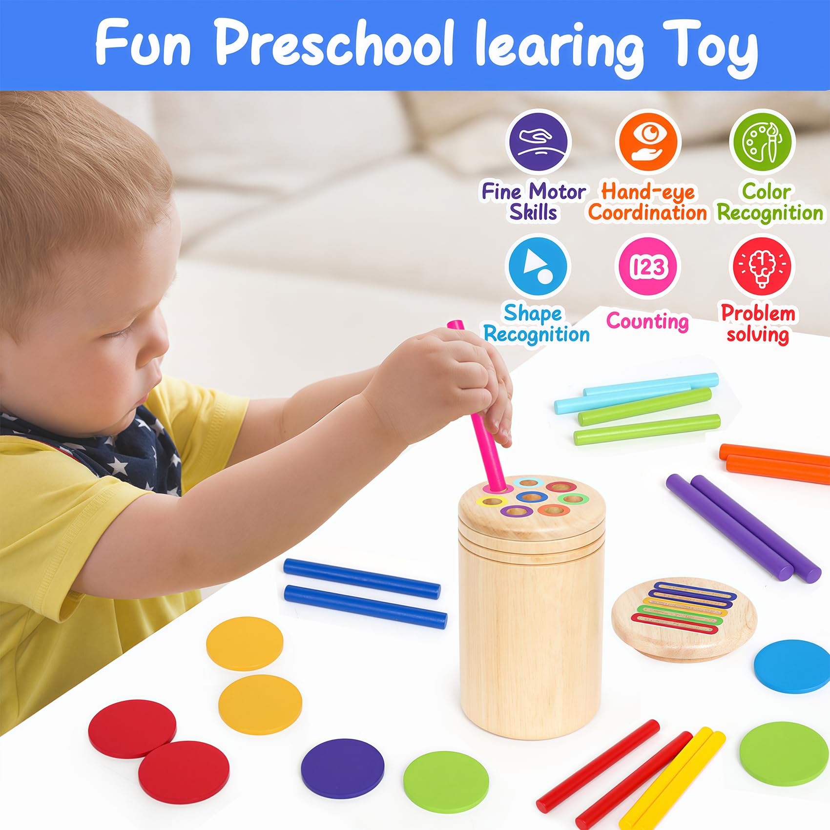Snapklik.com : Wooden Sorting Toy Montessori Color & Shape Sorter Class ...
