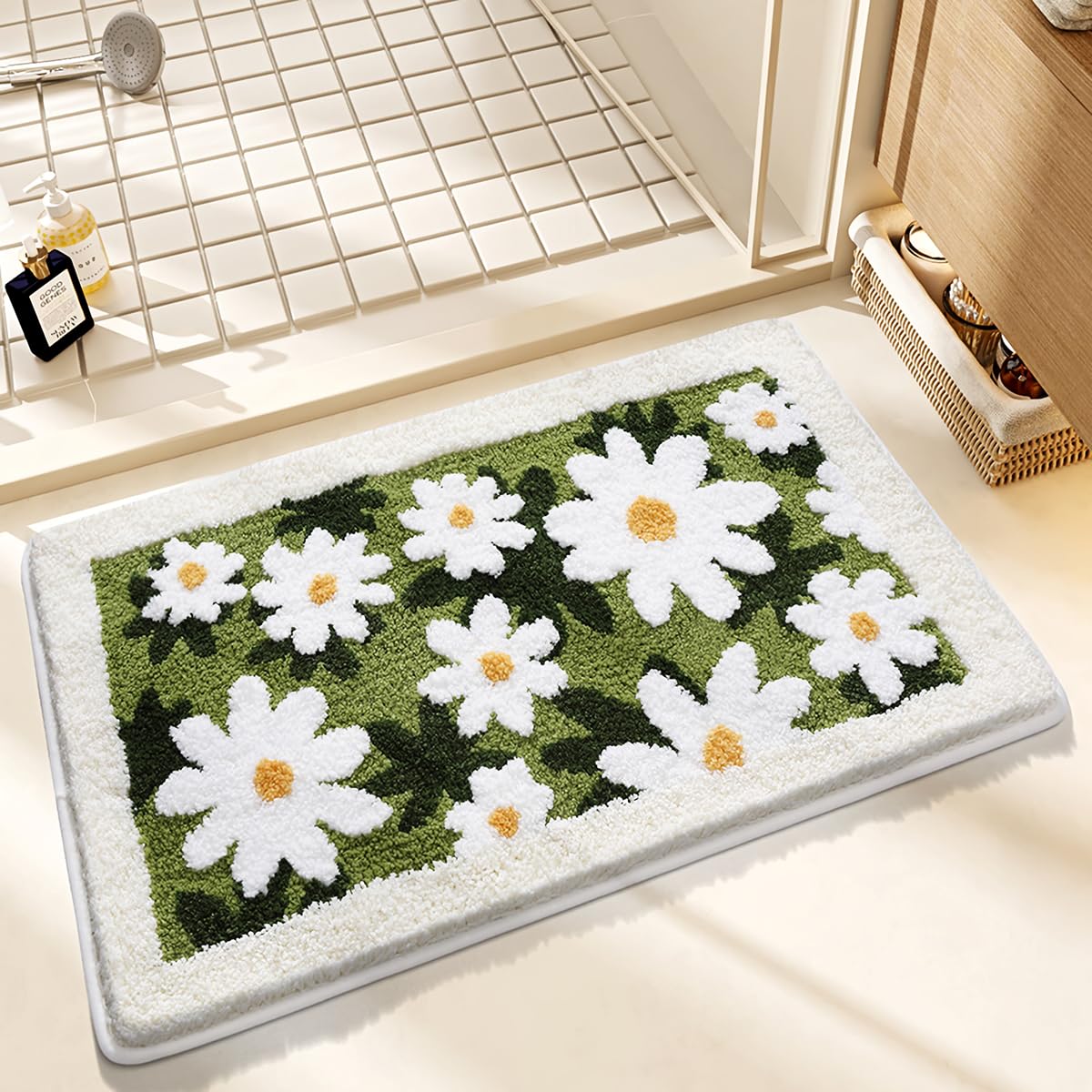 Amazon.com: Cute Floral Floor Mat Super Absorbent Non-Slip Bathroom Mat ...