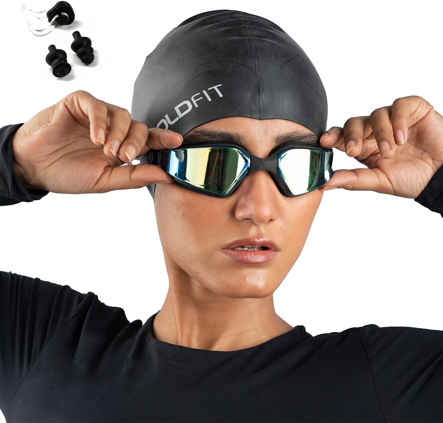 Buy NABAIJI (DECATHLON) Swimming Goggles Adjustable Nose Bridge & Strap ...