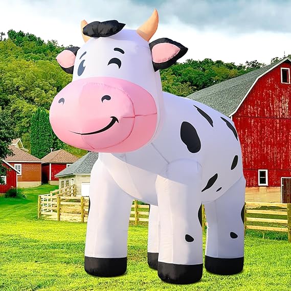 Amazon.com: DomKom 6.5FT Cow Inflatables Christmas Spring, Farm Ranch ...