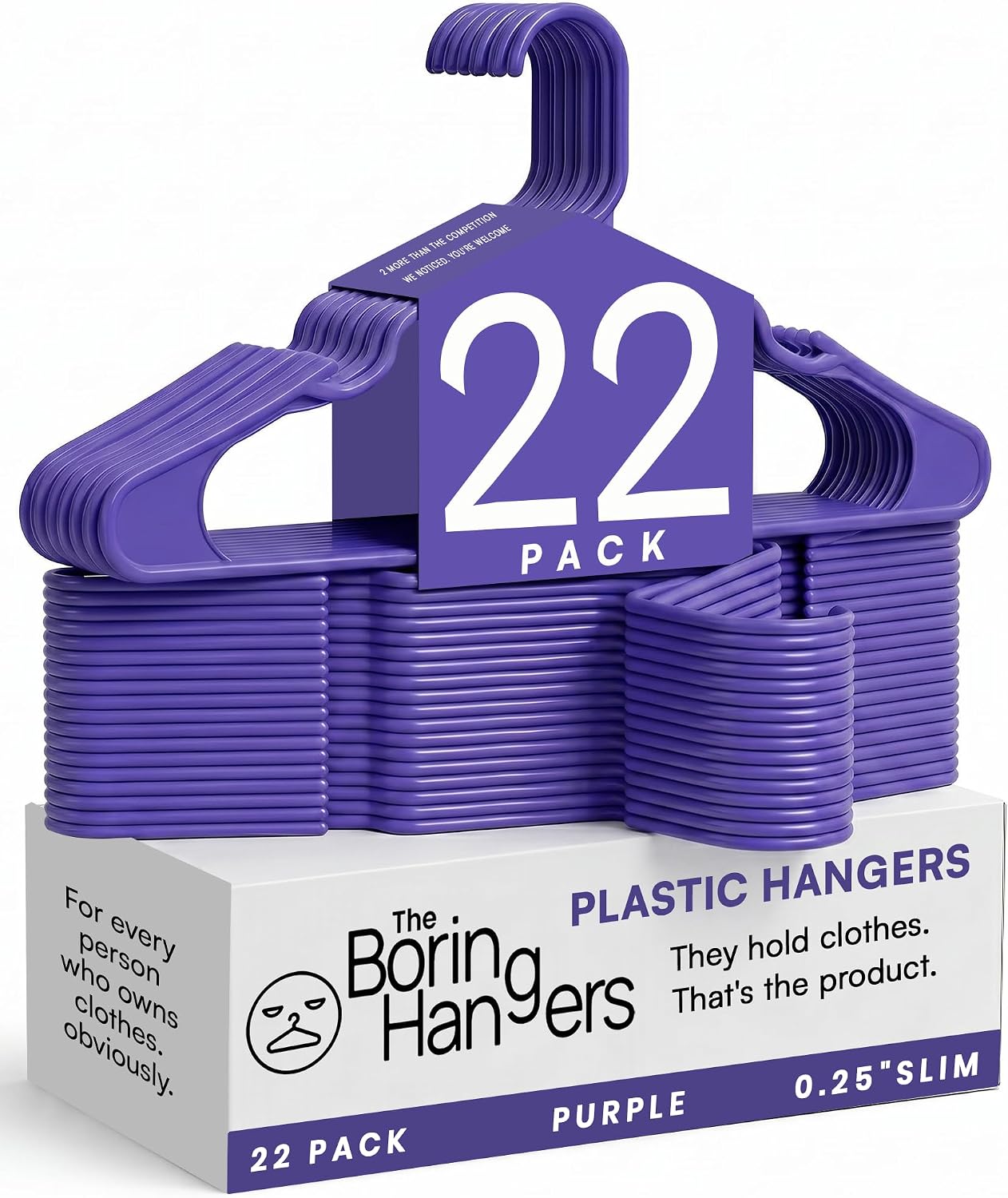 Amazon.com: The Boring Hangers Purple Plastic Hangers 22 Pack - 10 lb ...