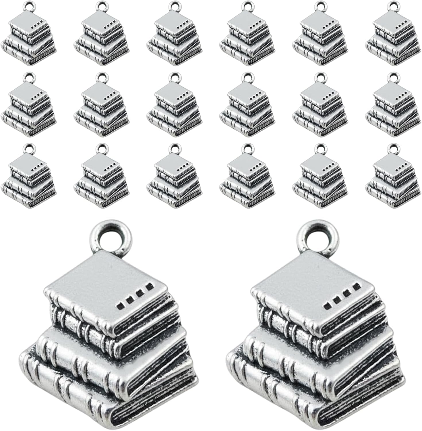 Amazon.com: KH866 Book Charms for Jewelry Making – 20pcs Antique Silver ...