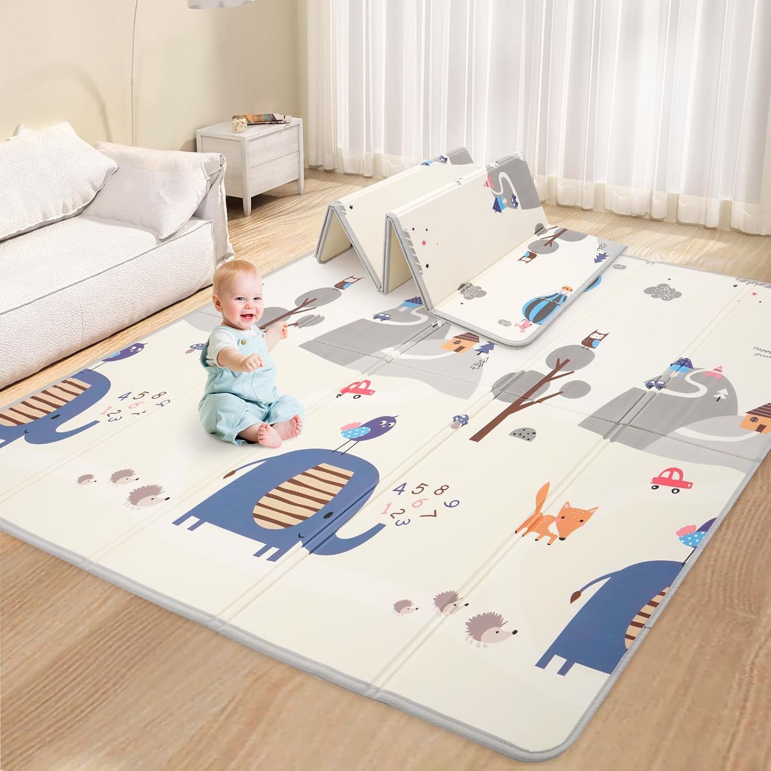 Baby Play Mat 78" X 59" Folding XPE Extra Large Thick Playmat for Floor ...