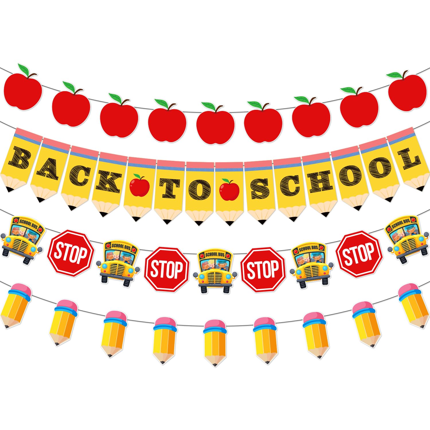 Amazon.com: 4Pcs Back to School Banner Decorations Welcome Back to ...