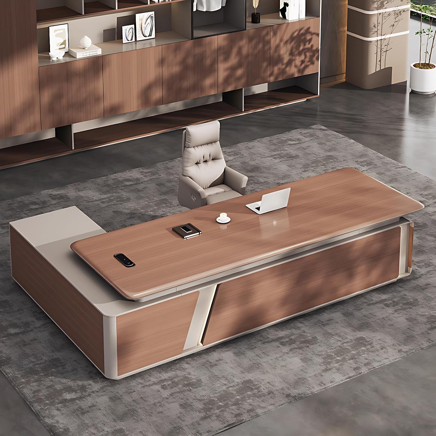 Amazon.com: ZGNBSD 118.1 Inch Executive Desk - Solid Wood Executive ...