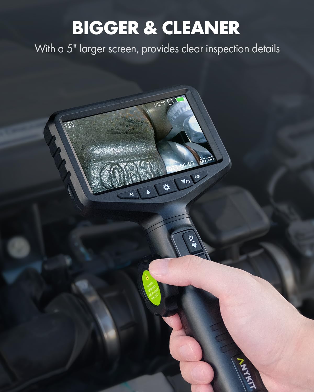 Anykit Dual-Lens Two-Way Articulating Borescope, Inspection Camera with ...