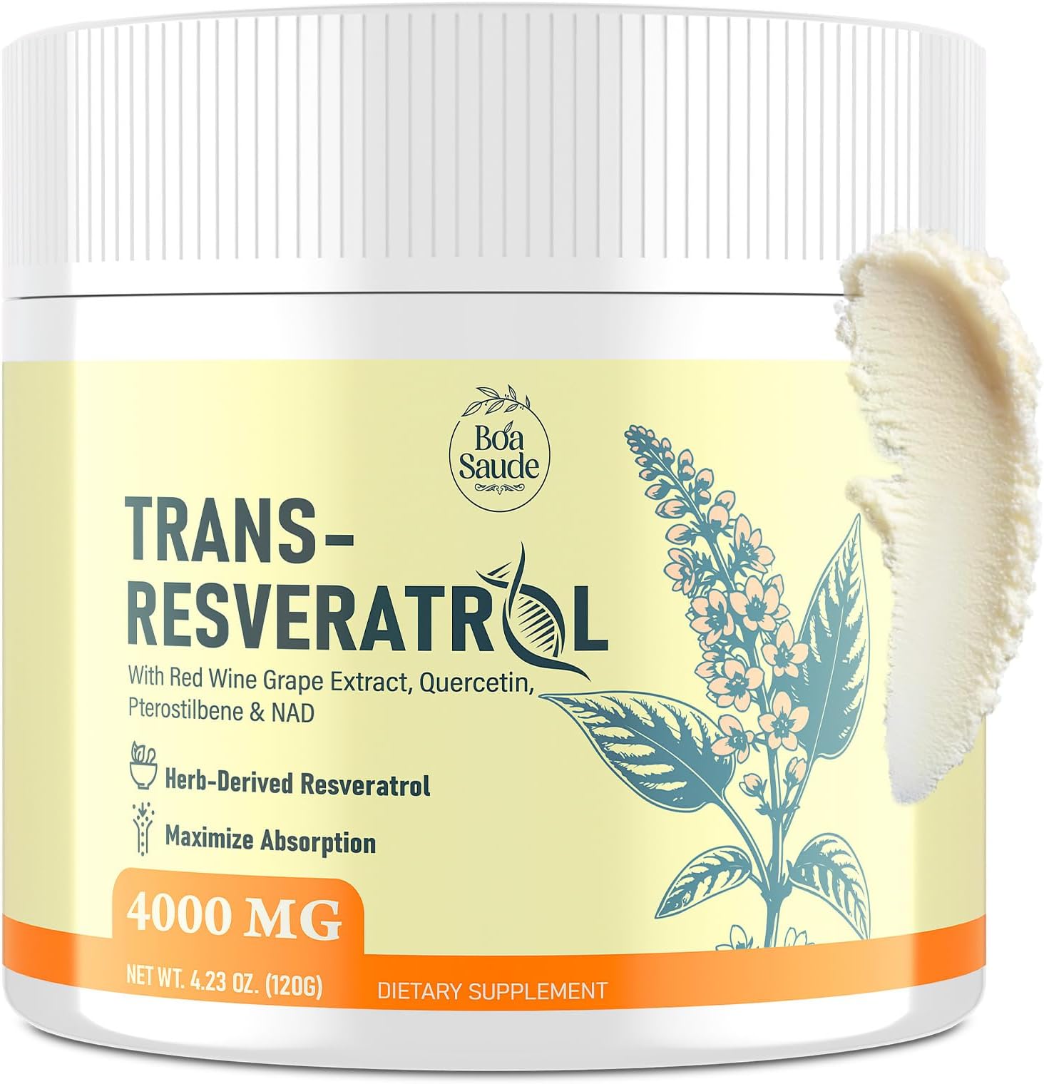 Amazon.com: BoaSaude Trans-Resveratrol Powder Supplement 4000mg with ...