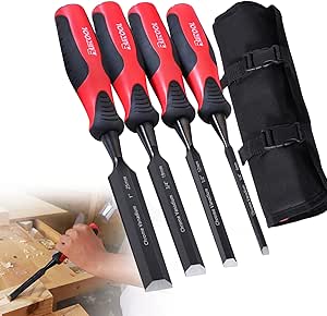 RUITOOL 4 Piece Wood Chisel Set, Comfortable Handle Wood Carving ...