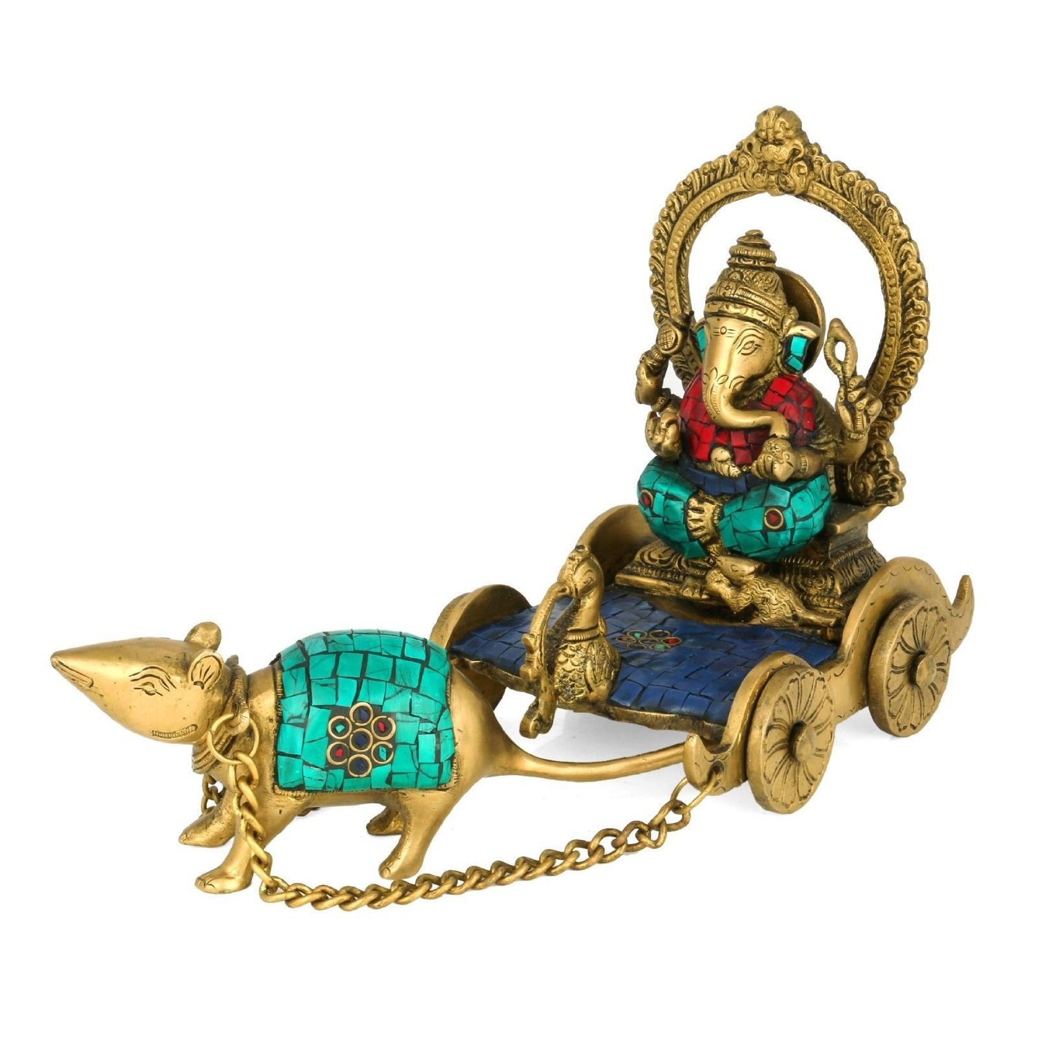 Buy AapnoCraft Rare Brass Ganesha Idols Elephant God On Chariot Statue ...
