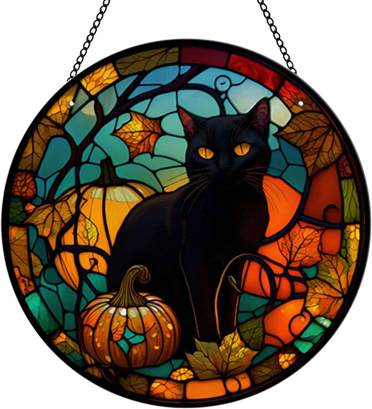 Amazon.com: Dsadrwq 2 Pcs Cat Suncatcher Stained Glass Window Hanging ...