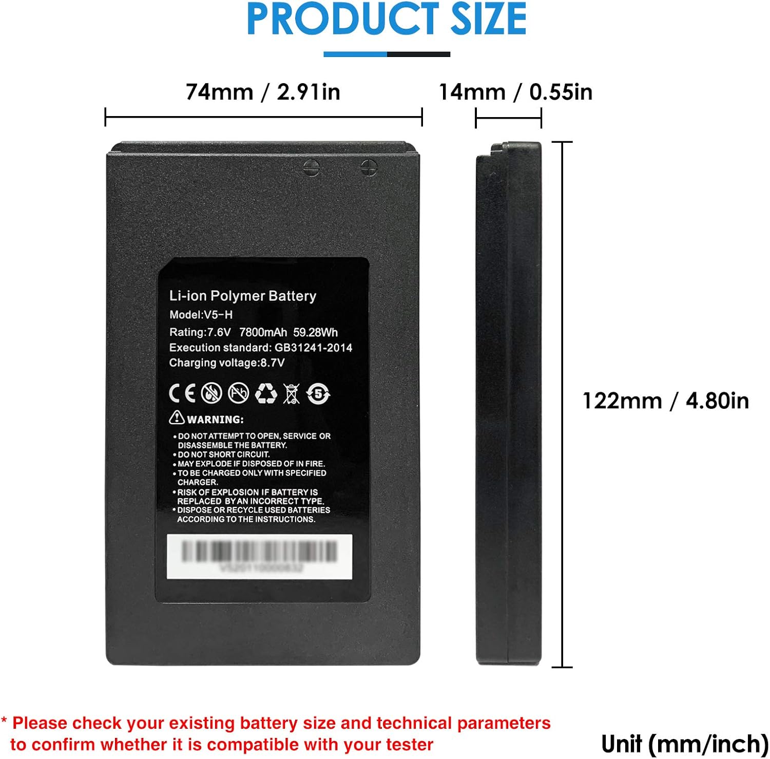 Rsrteng V5-H 7800mAh Lithium-ion Polymer Battery Instruction Manual for ...