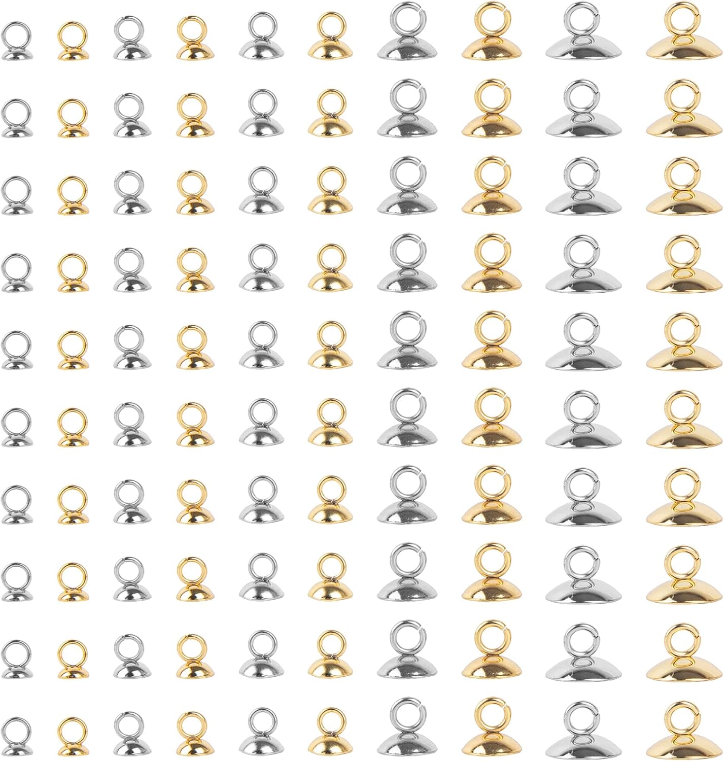 Amazon.com: Framendino, 100 Pack Silver Gold Stainless Steel Bead Caps ...