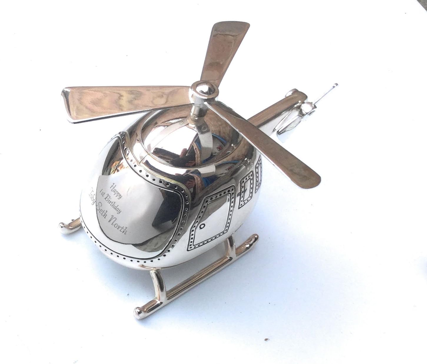 Personalised Silver Plated Money Box - Helicopter : Amazon.co.uk: Home ...