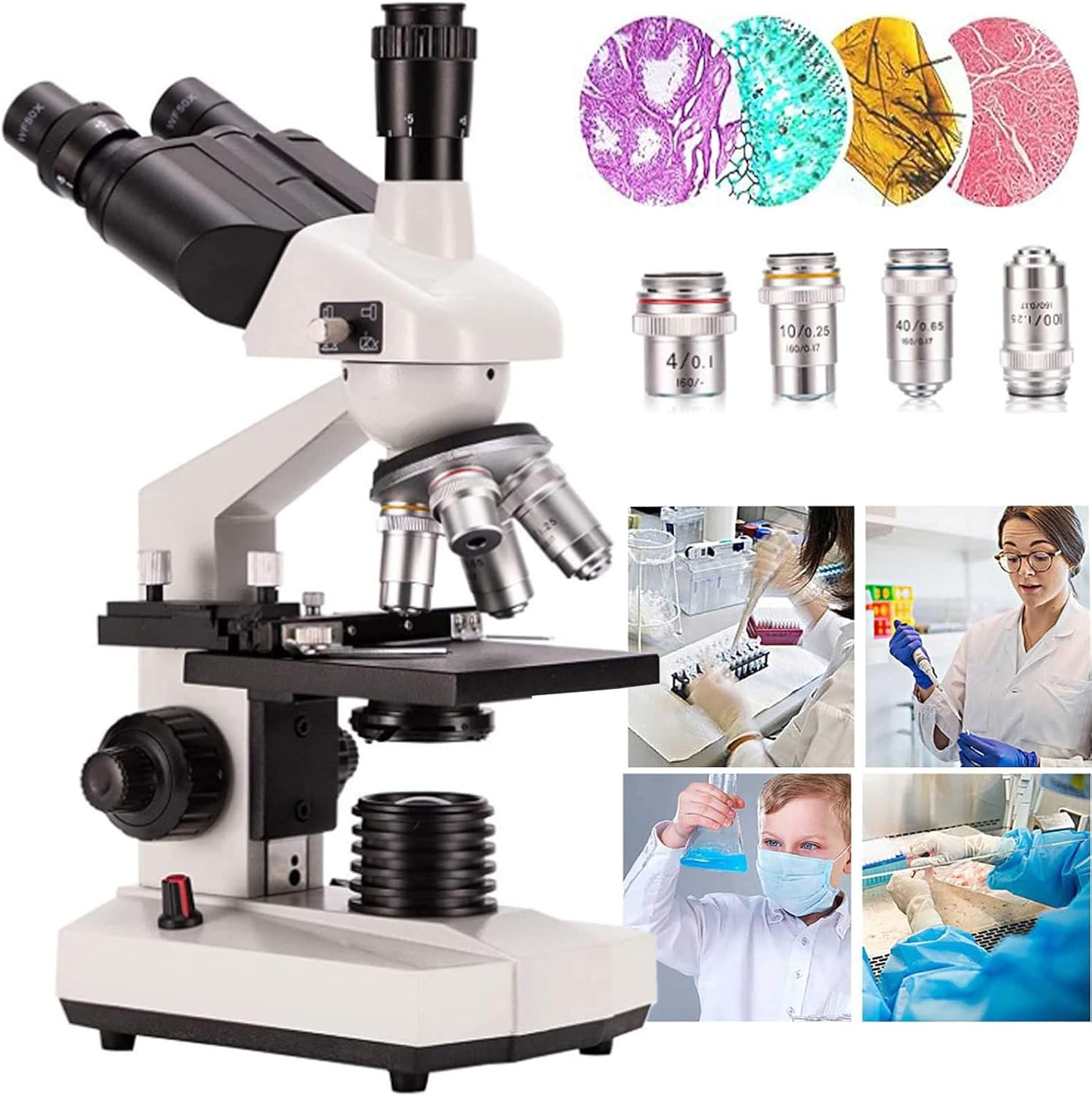 Amazon.com: Compound trinocular Microscopes for School Laboratory Home ...