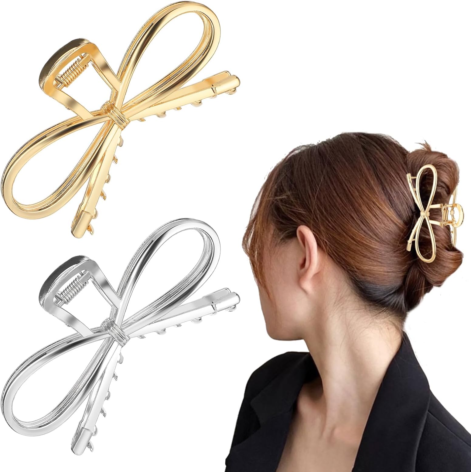 Amazon.com : 4.5 Inch Metal Bow Claw Hair Clips - Cute Bowknot Hair Jaw ...
