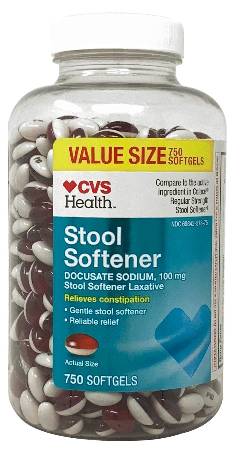 Amazon.com: CVS Stool Softener, Docusate Sodium 100 mg, Softgels, 750 ...