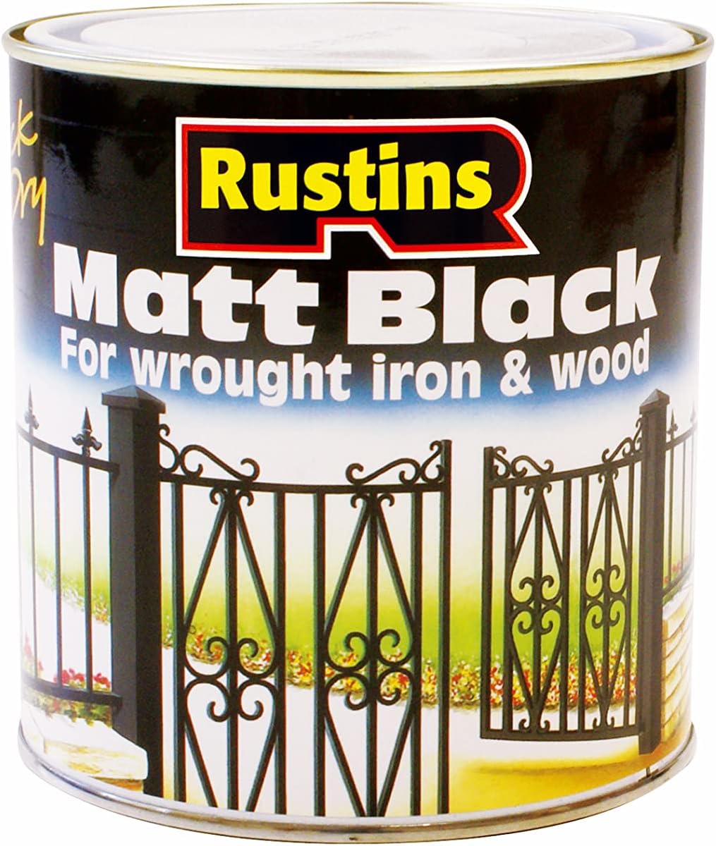 RUSTINS Quick Drying Matt Black Paint 500ml -Easy DIY Application for a ...