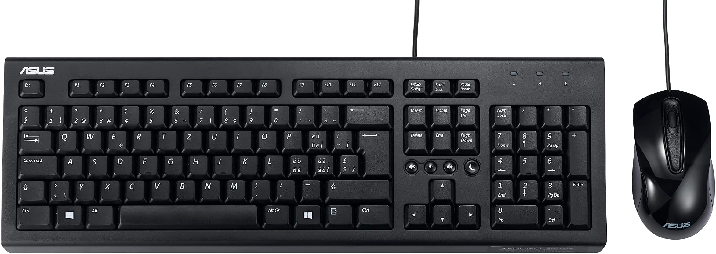 Amazon.in: Buy ASUS U2000 Wired Keyboard and Optical Mouse Combo, Long ...
