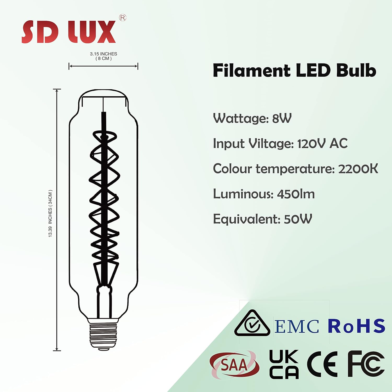 SD LUX Bombilla LED gigante vintage de gran tamaño, bombilla Edison ...