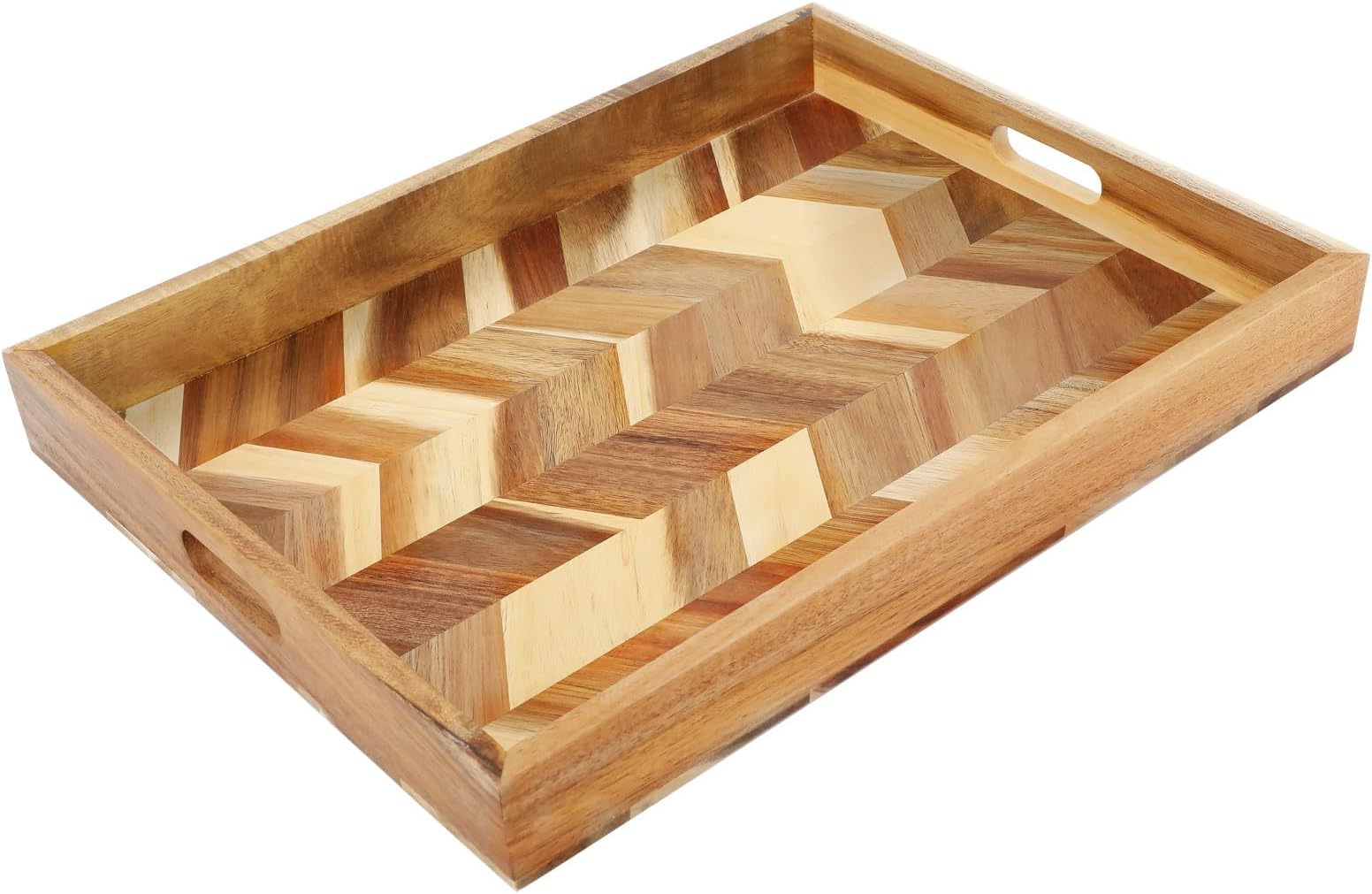 Amazon.com: Monisha Wooden Tray with Handles Nonslip Acacia Wood ...