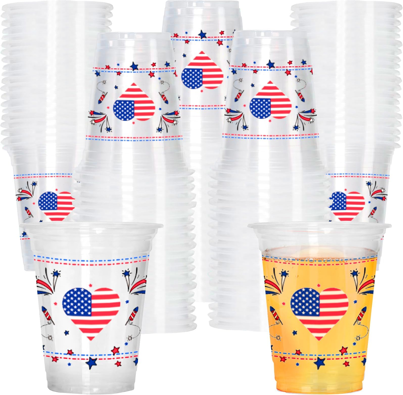 Amazon.com: supernal 50pcs Patriotic Plastic Cups 9oz for Independence ...