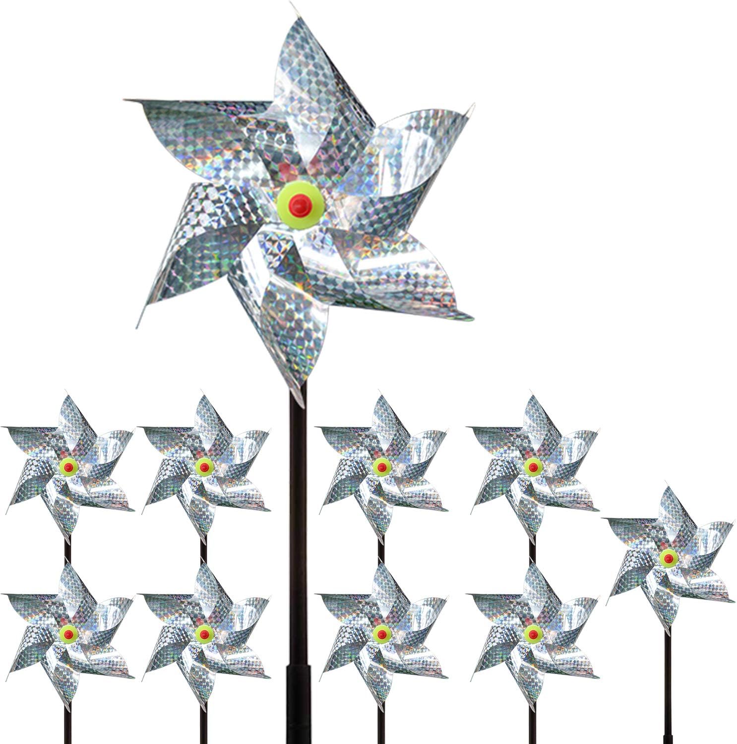 Amazon.com: Bonng 10 Pack Sparkly Reflective Pinwheels, Holographic Pin ...