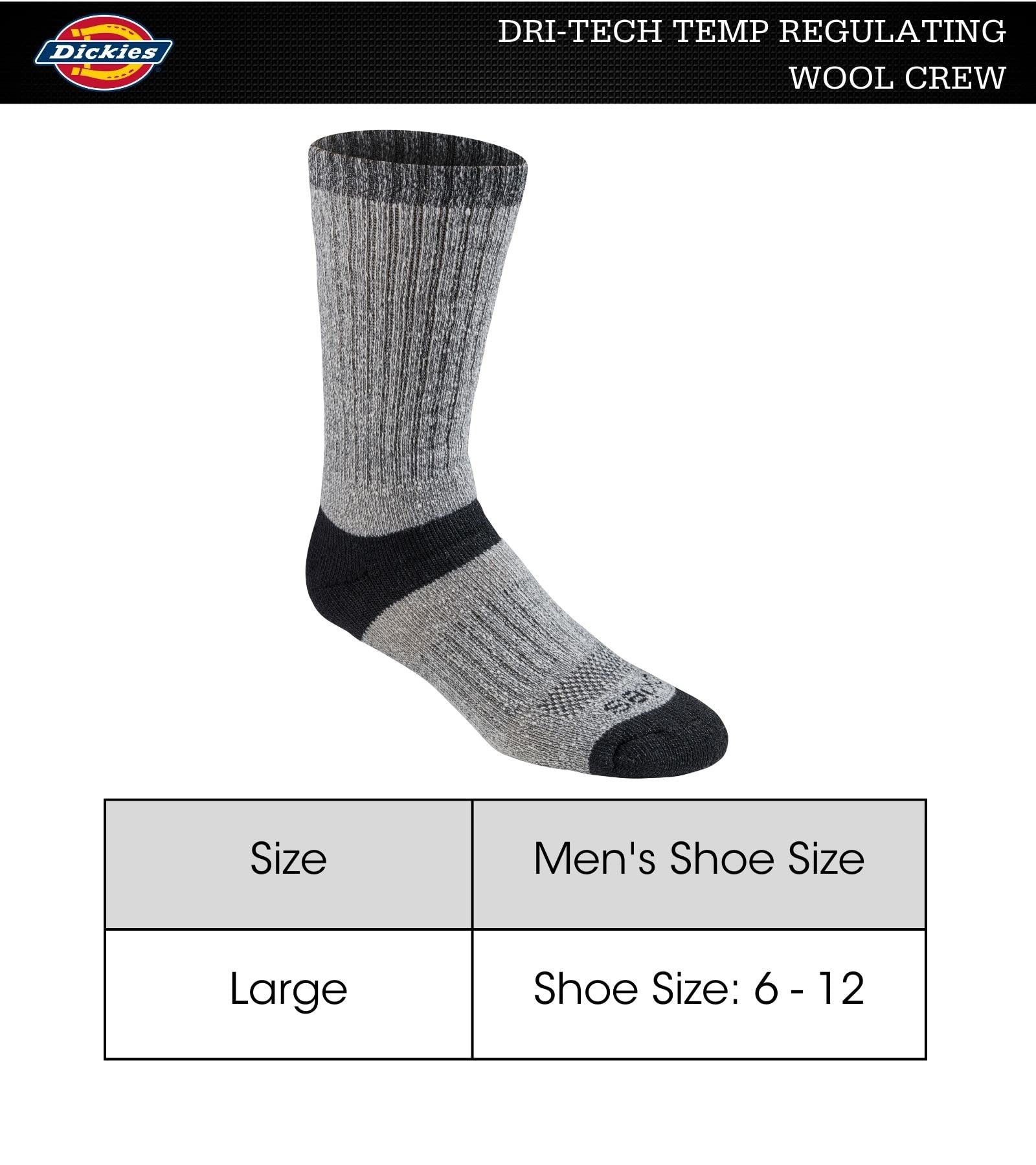 Dickies Men's Dri-Tech Temperature Regulating Wool Blended Work Crew ...