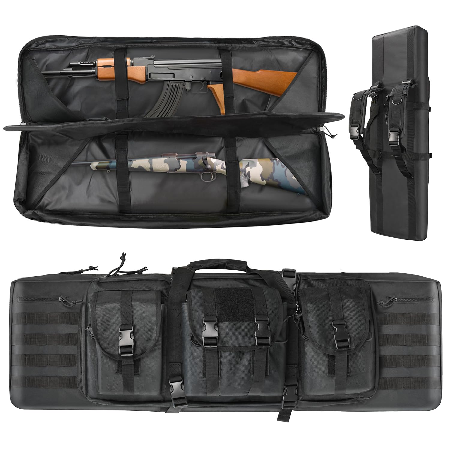 Snapklik.com : 36in Double Rifle Bag, Tactical Long Rifle Backpack ...