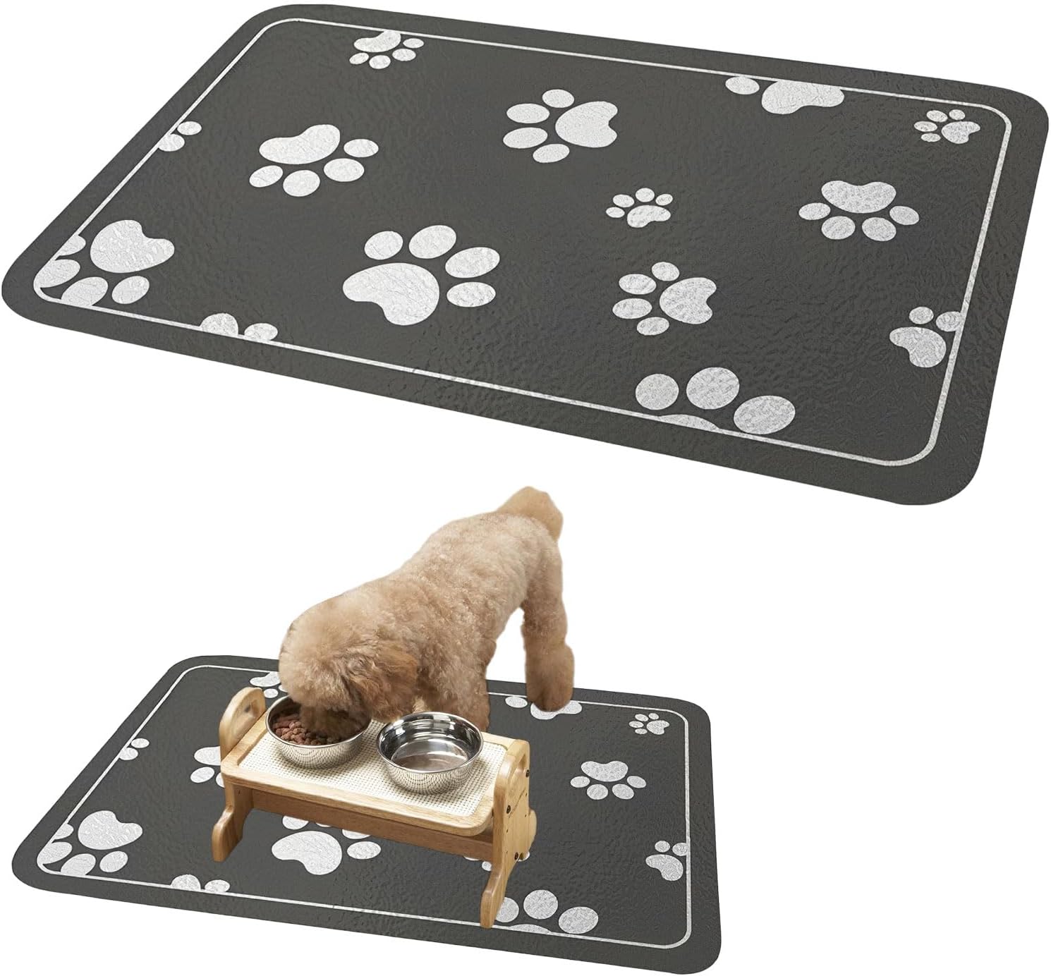 1PCS Dog Food Mat,Dog Bowl Mat for Floors,30x50cm Super Absorbent Pet ...