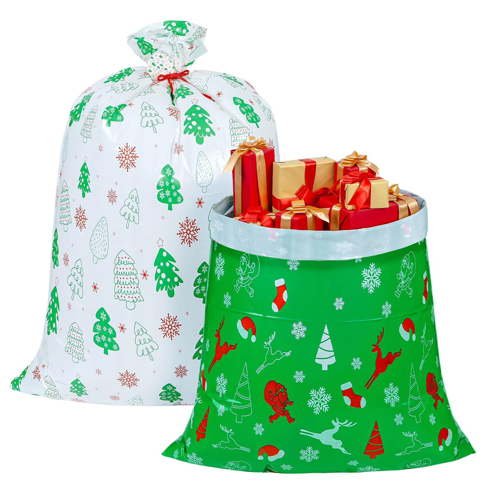 Amazon.com: CubesLand Extra Large Plastic Christmas Santa Bags for ...