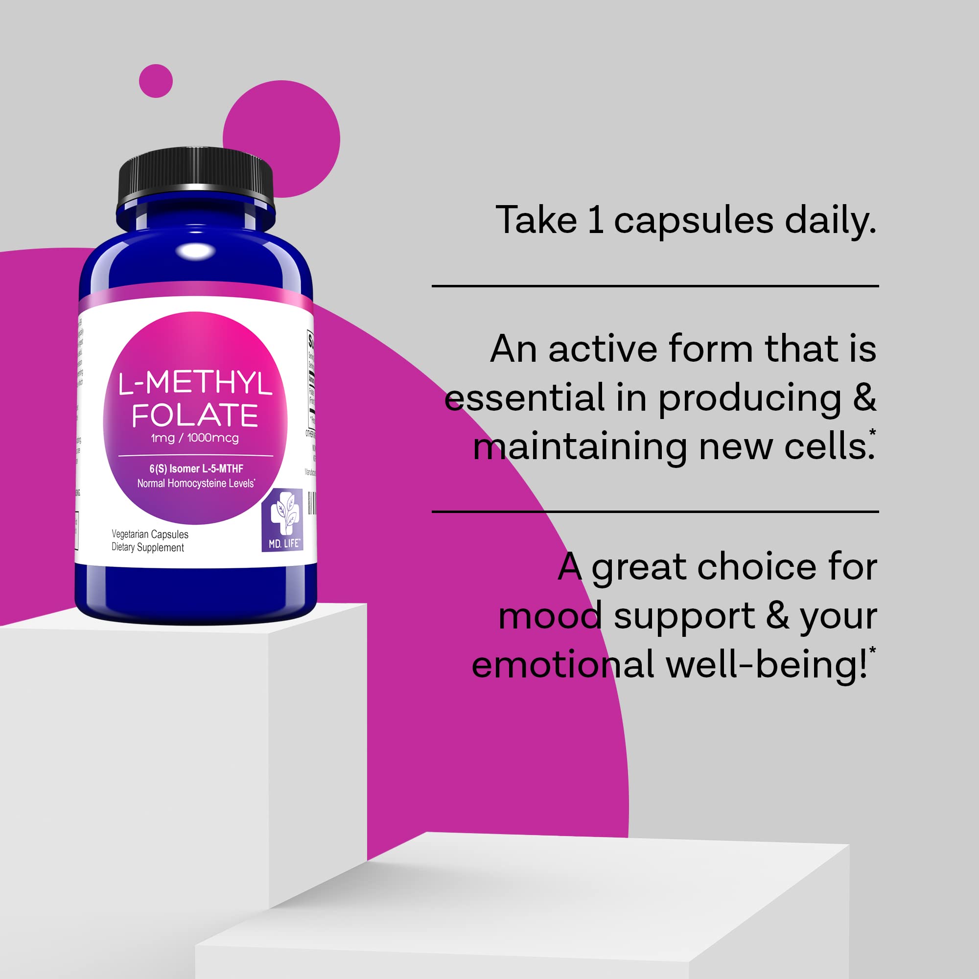 Snapklik.com : MD Life L Methylfolate 1mg - Professional-Grade Active ...
