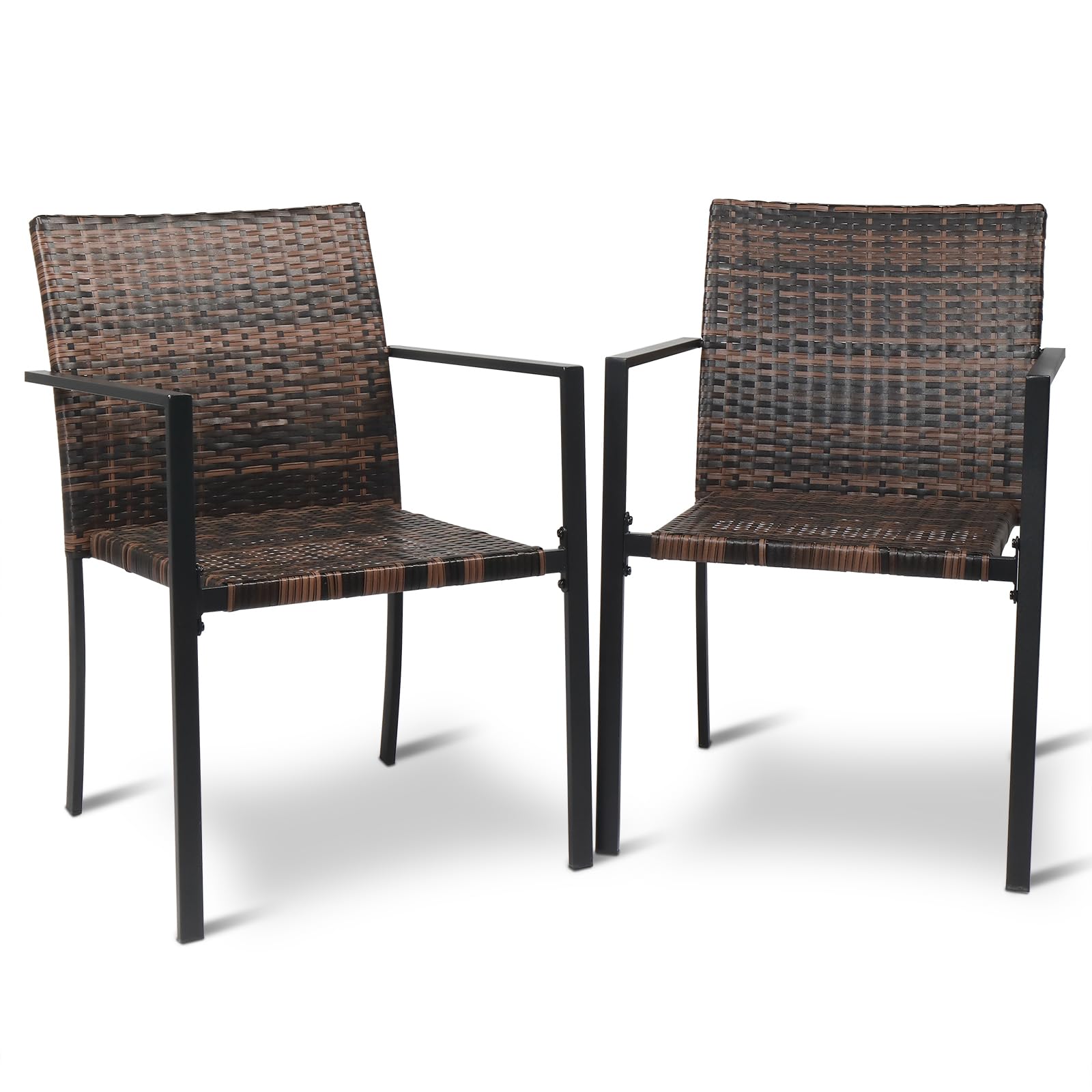 Amazon.com: VINGLI Stackable Outdoor Wicker Dining Chairs Set of 2 ...